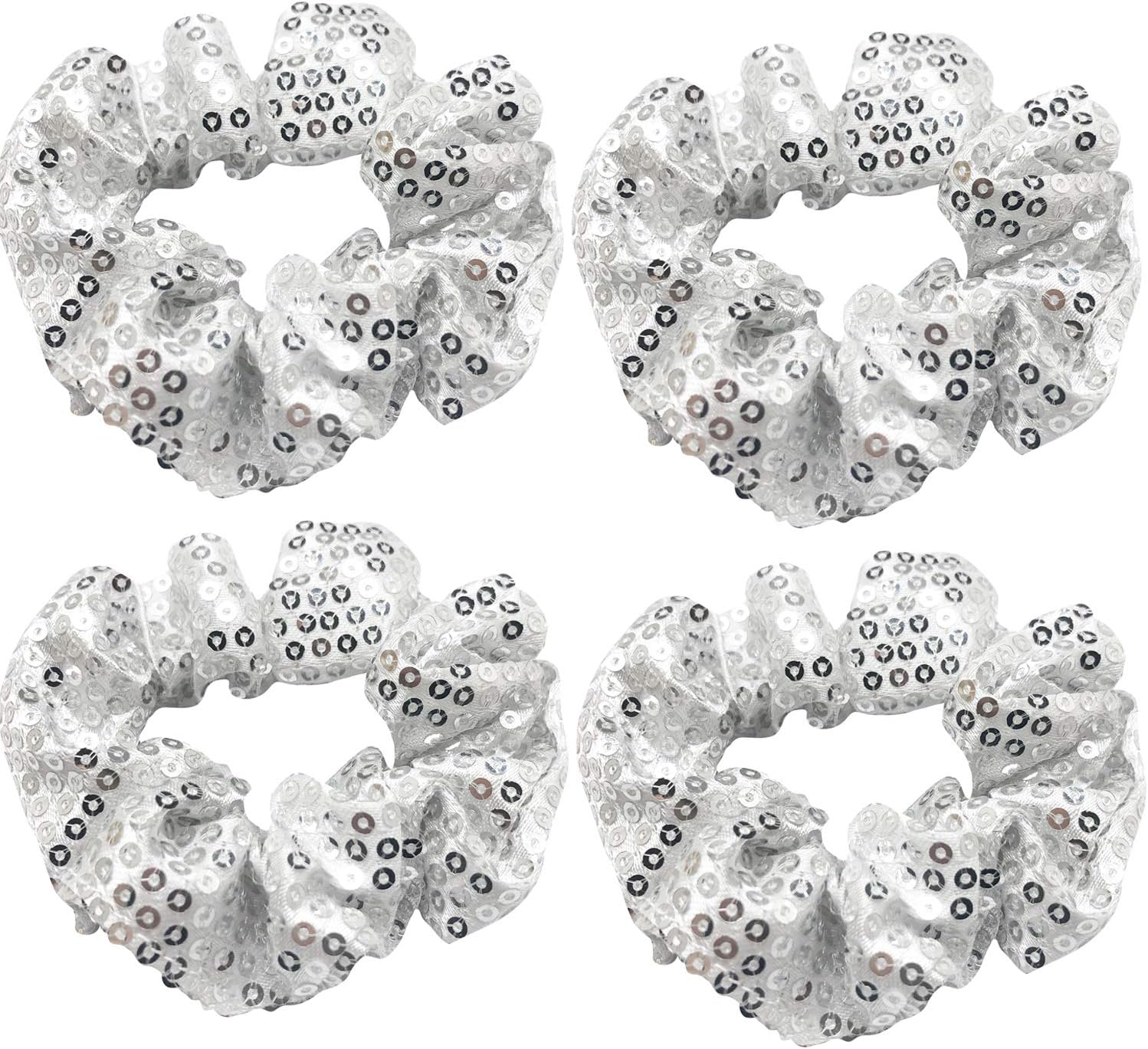Amazon.com : 4 Pack Glitter Cheer Mermaid Sequins Hair Scrunchies Scale ...