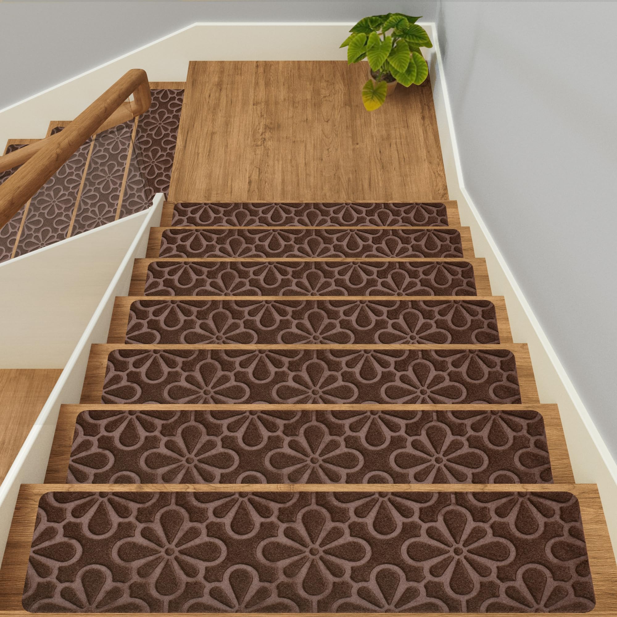 Linen Stair Treads 15 Pack GROWLING Non-Slip Stair Treads - 15-Piece ...