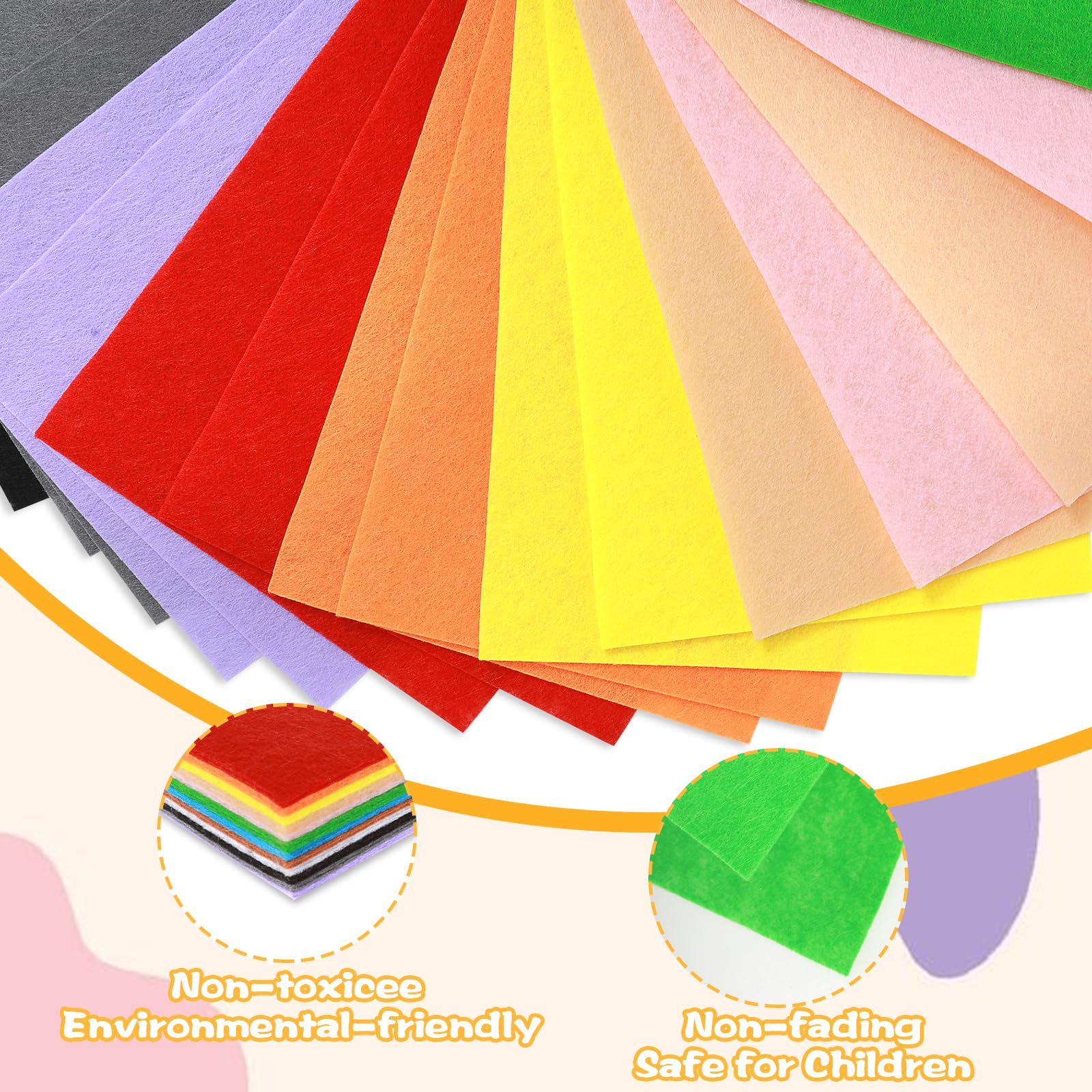 24PCS Fabric Squares Felt Sheets Fabric 12 Mix Colors Felt Fabric for ...