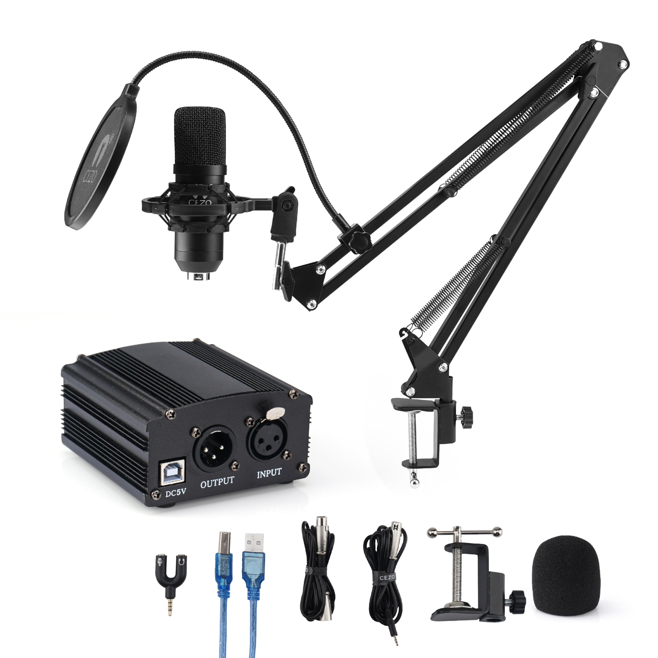 Cezo Professional Studio Recording Singing Condenser Mic Full Set Kit ...