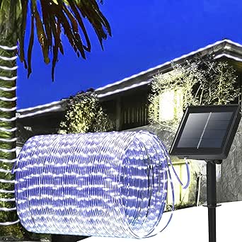 200 LED Solar Rope Lights Outdoor, 66FT Solar String Lights Indoor ...