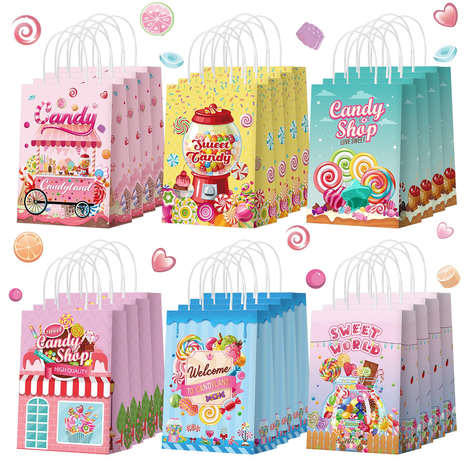 Amazon.com: Sinload 24 Pcs Candy Sweet Land Goodie Bags with Handles ...