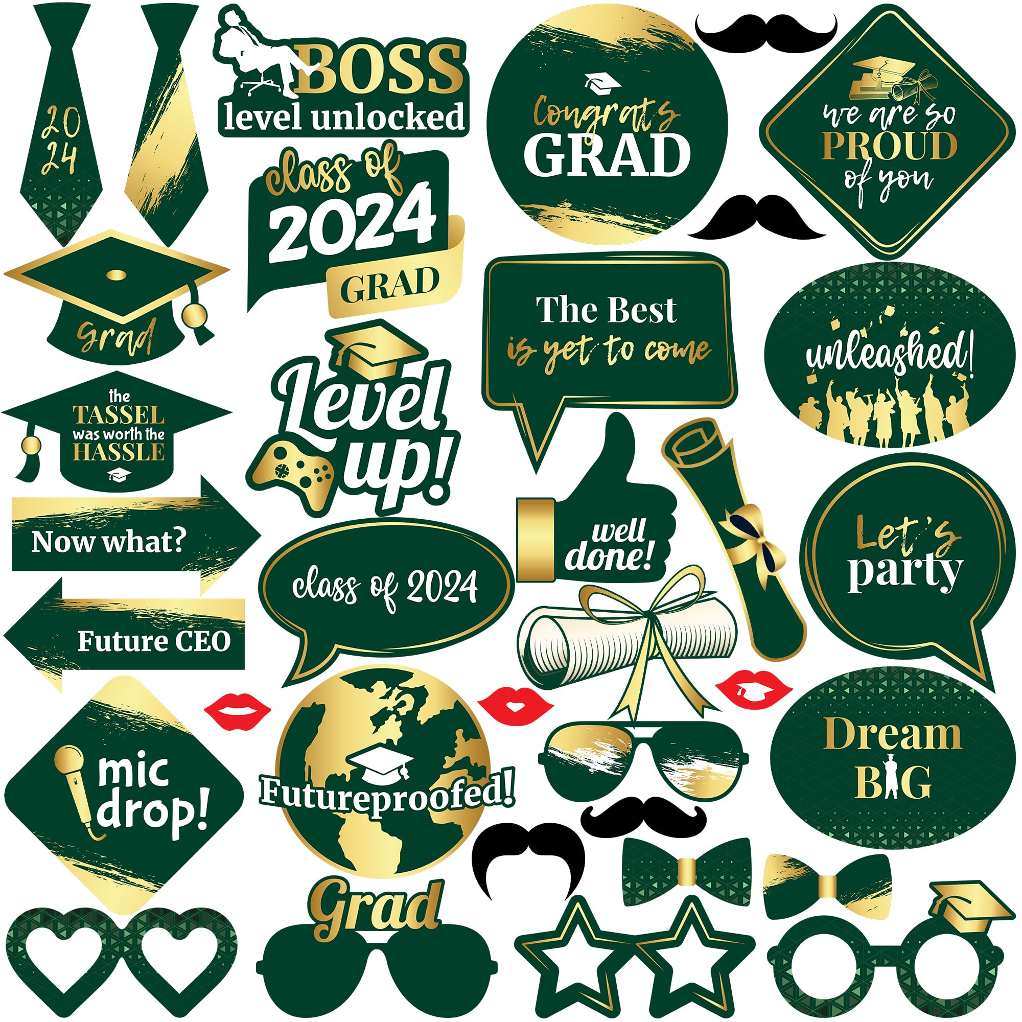 Buy KatchOn, Graduation Photo Booth Props 2024 - Pack of 35 | Green ...
