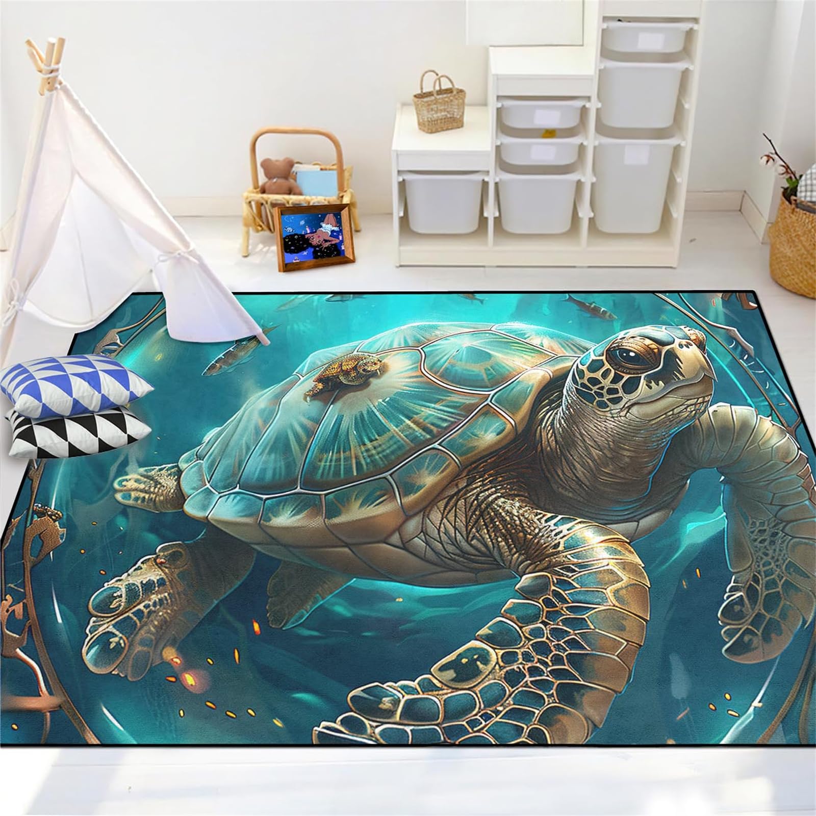 Amazon.com: Sea Turtle Area Rug - Sea Turtle Rug Turtle Carpet Sea ...