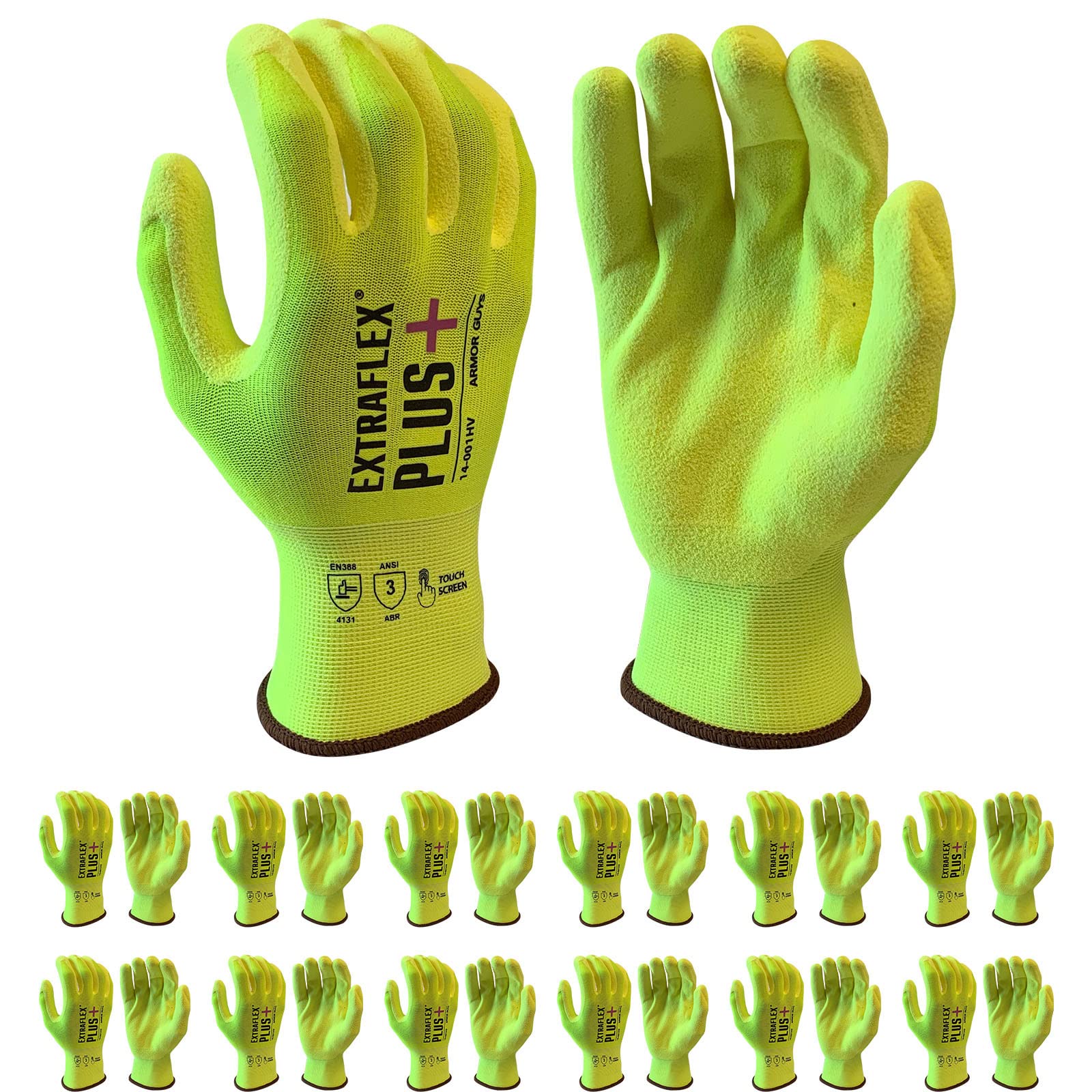 Armor Guys Extraflex Plus Protective Work Gloves – Hi Vis Nylon Liner ...