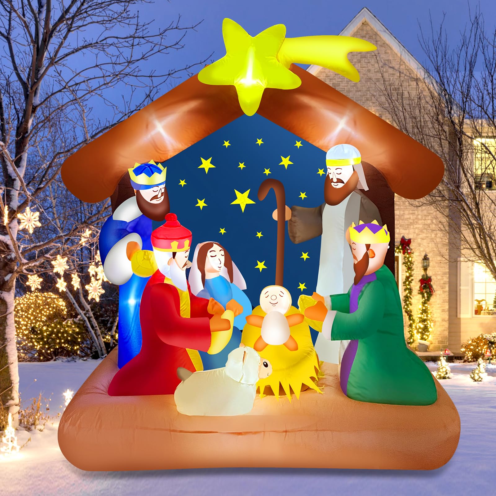 Amazon.com: Mukum 6FT Christmas Inflatable Nativity Scene Outdoor with ...