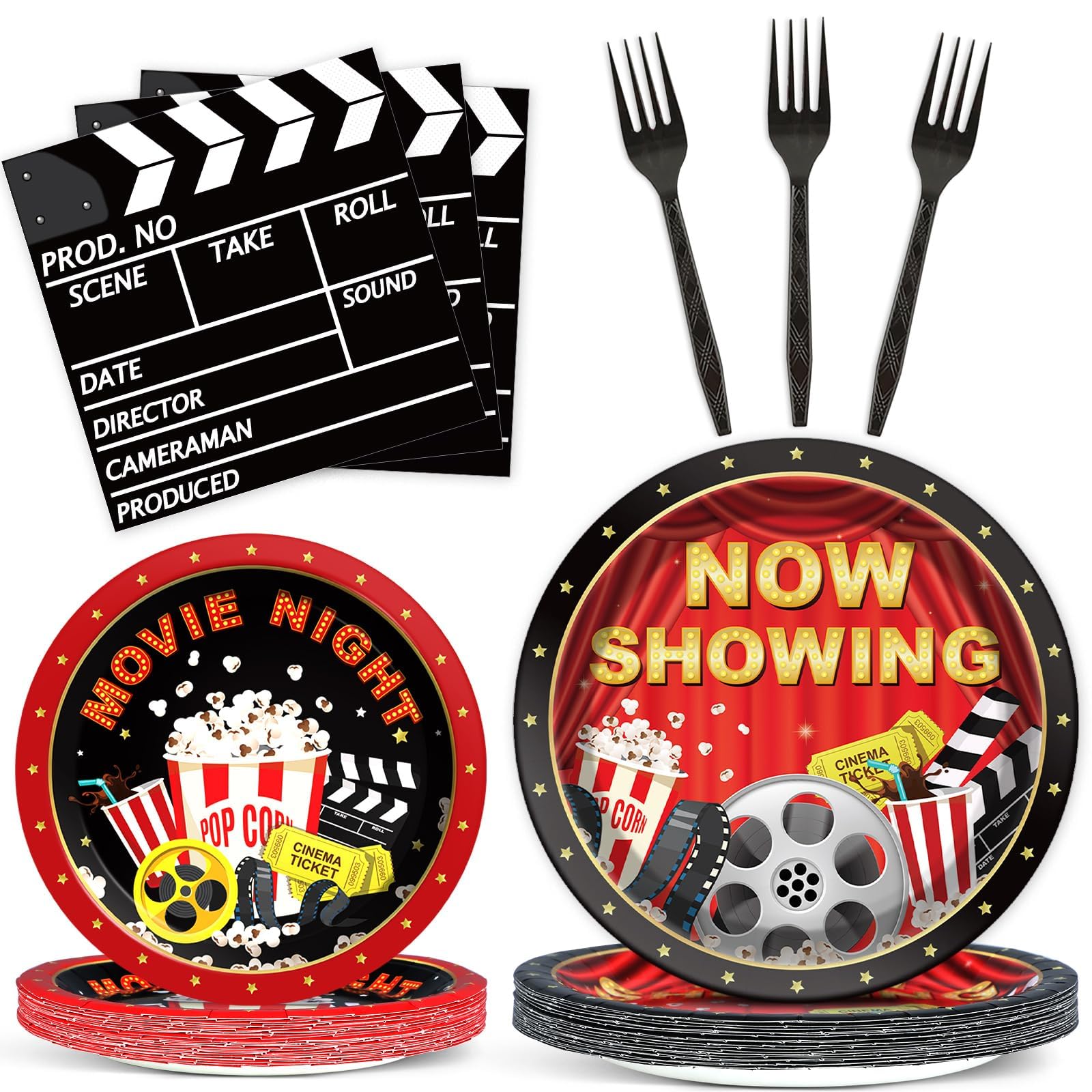 Amazon.com: Movie Night Party Plates Movie Themed Party Tableware Now ...
