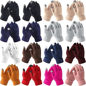 Zhanmai 16 Pairs Winter Touch Screen Women Gloves Full Finger Mittens ...