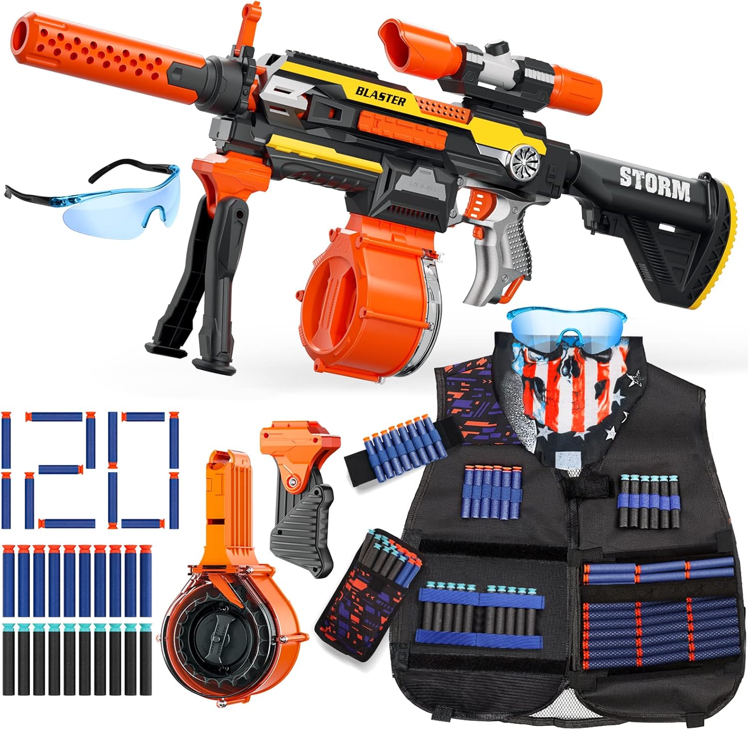Amazon.com: Toy Guns Automatic Machine Gun with Tactical Vest Kit Nerf ...