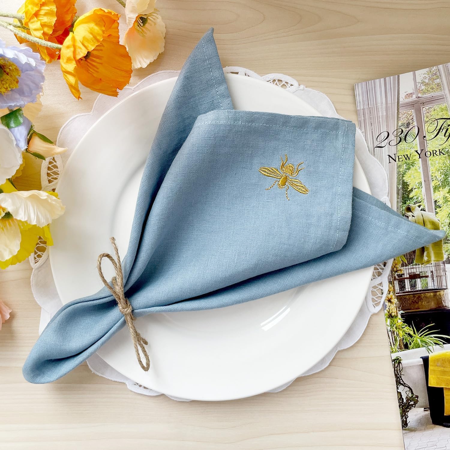 Amazon.com: Custom Letter Dinner Napkins Linen Cloth Napkins for ...