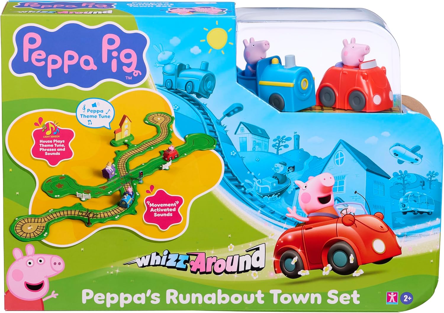 Amazon.com: Peppa Pig Whizz Around Peppa's Runabout Town Set, Motorised ...