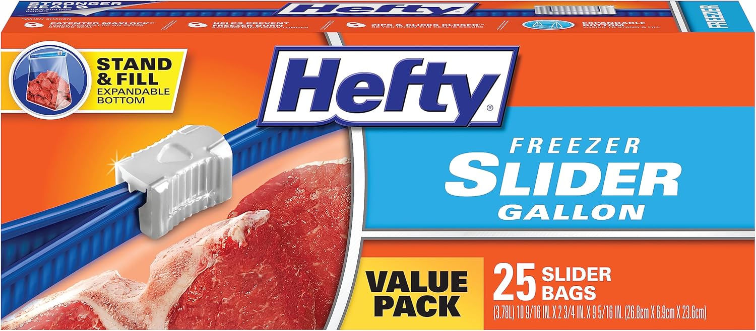 Hefty One Zip Freezer Bag Gallon Size, 25 Count : Amazon.co.uk: Grocery