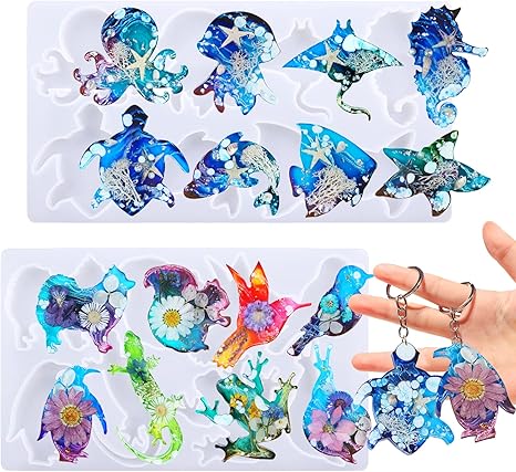 Amazon.com: Voaesdk Keychain Resin Molds, Cute Animal Silicone Moulds ...