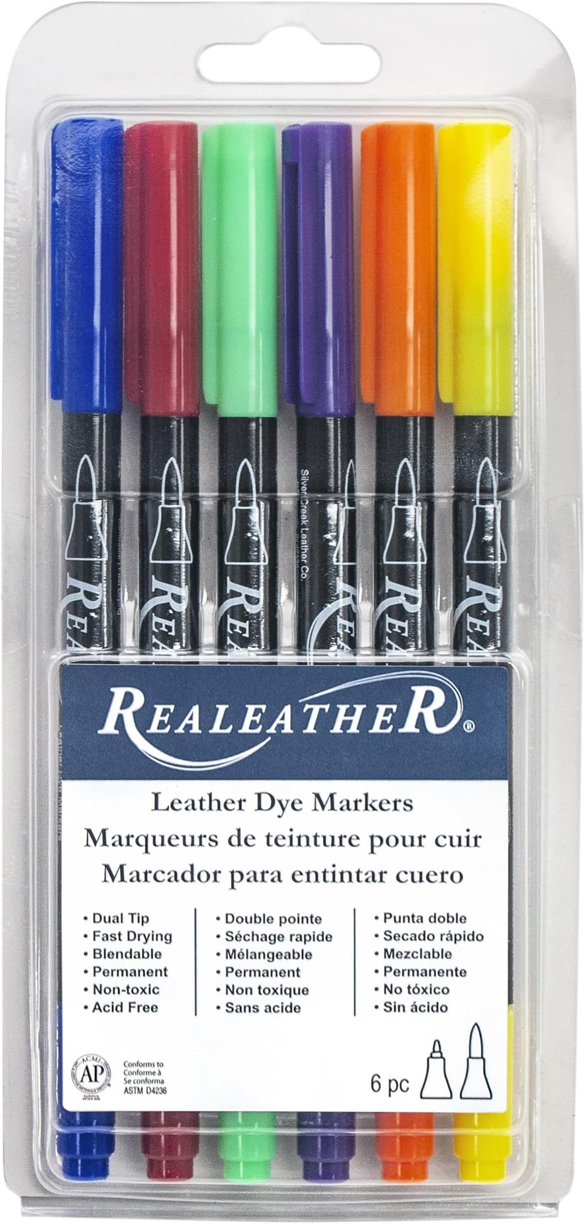 Amazon.com: Realeather Basic Colors Dual Tip Leather Dye Pens (6 Pack ...