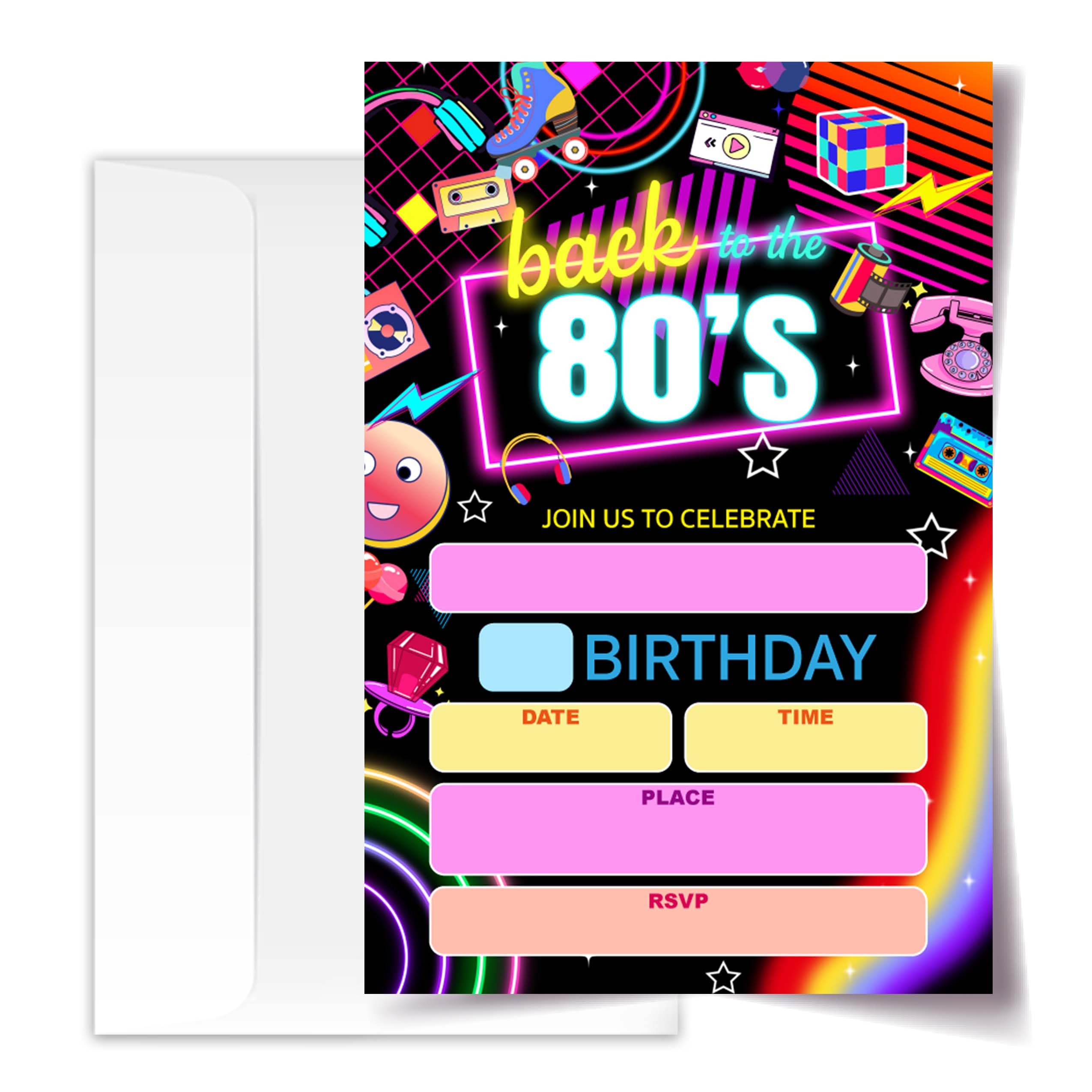 Amazon.com : 4x6 80s Birthday Invitation, 1980s Party Decorations, 80s ...