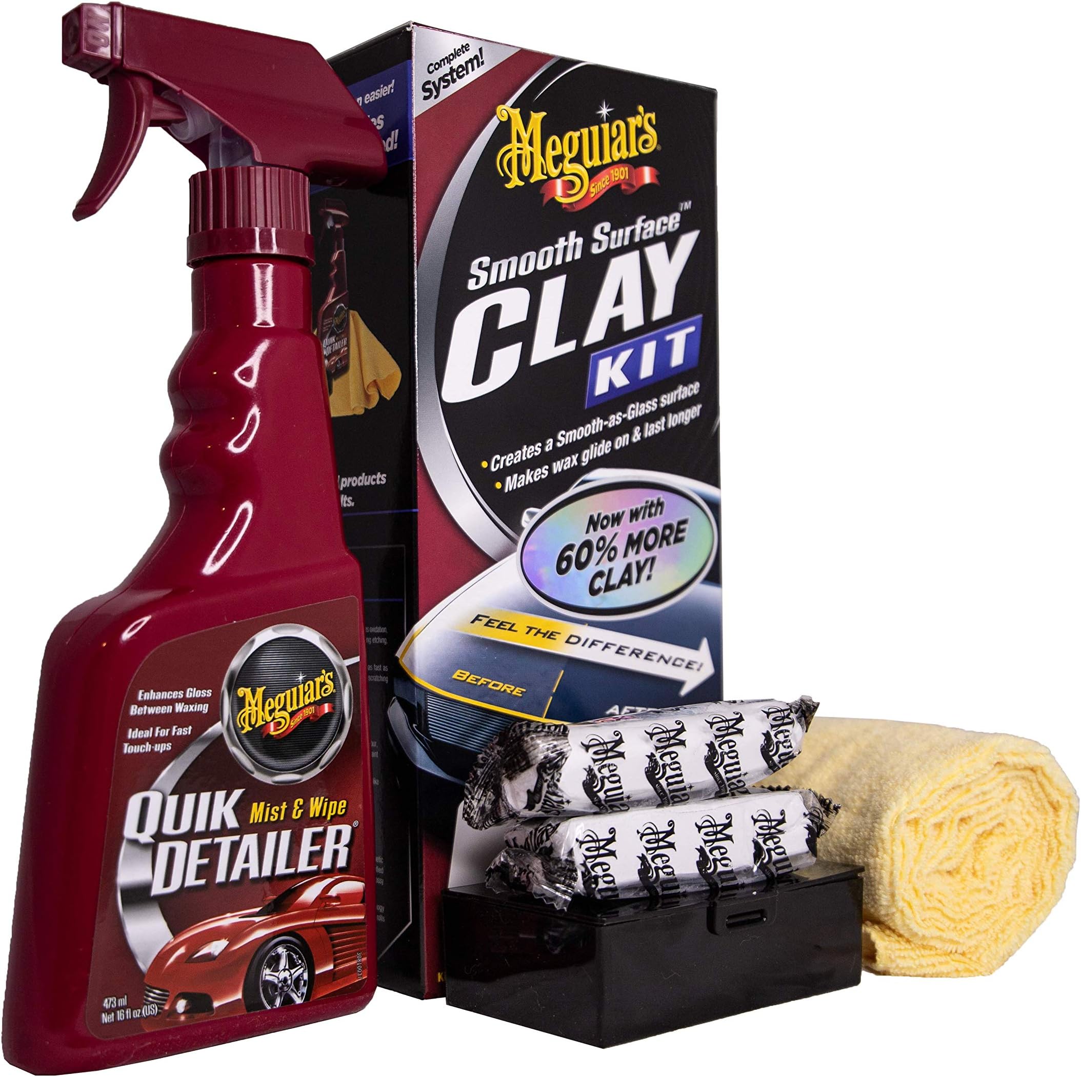 Meguiar's G1016EU Smooth Surface Clay Bar Kit with 180g of clay, 473ml ...