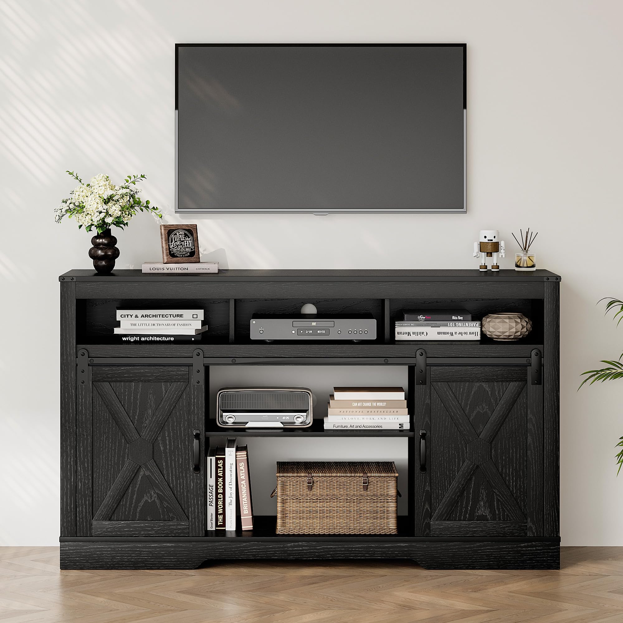 Amazon.com: RoyalCraft TV Stand for 65+ Inch TV, Farmhouse 34'' Tall ...