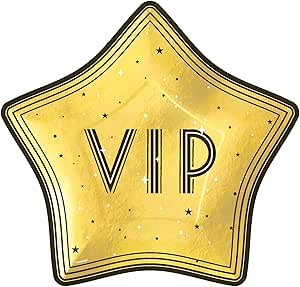Amazon.com: Gold & Black Awards Night "VIP" Plates, 10.5" - Star-Shaped ...
