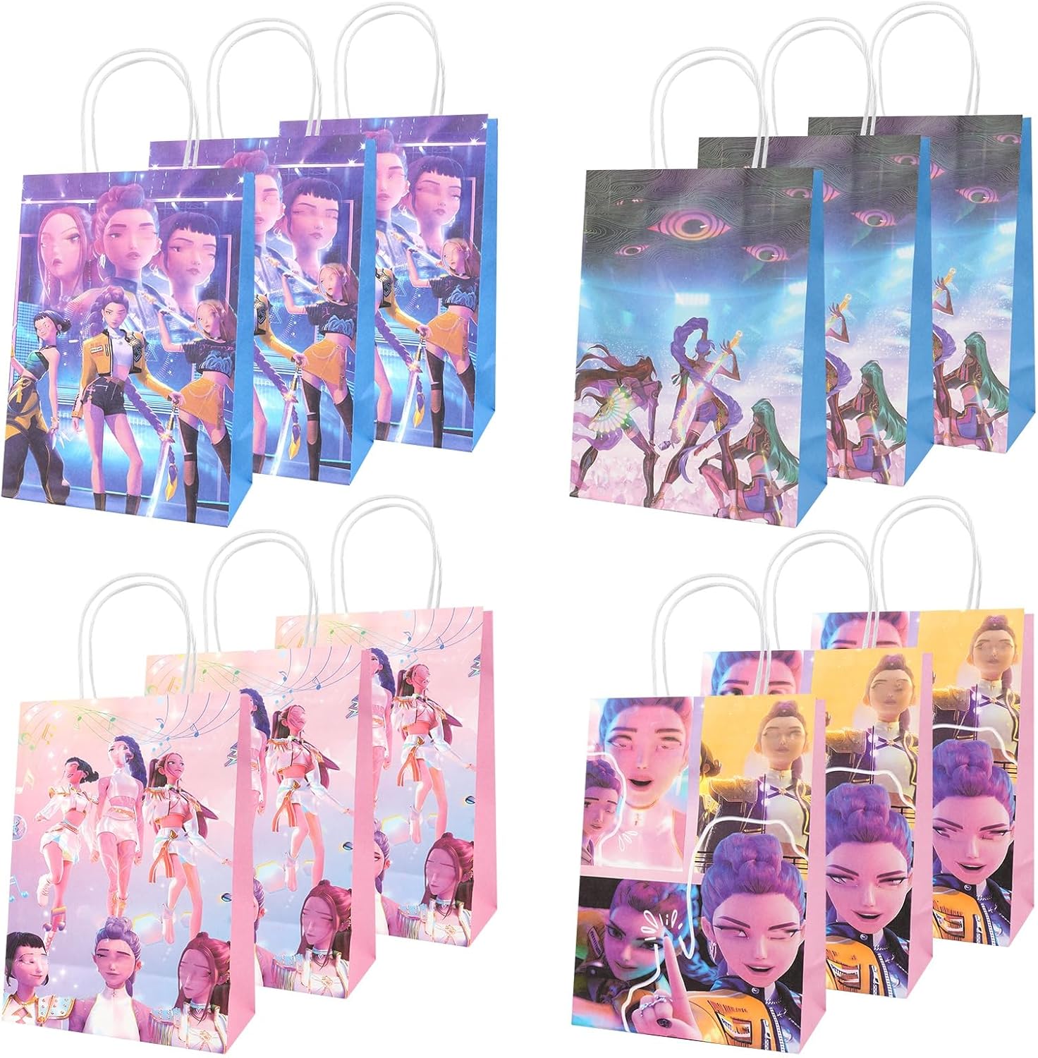 12 Pcs Cartoon Party Bags for Boys Girls, Pop Singer Theme Paper Gift ...