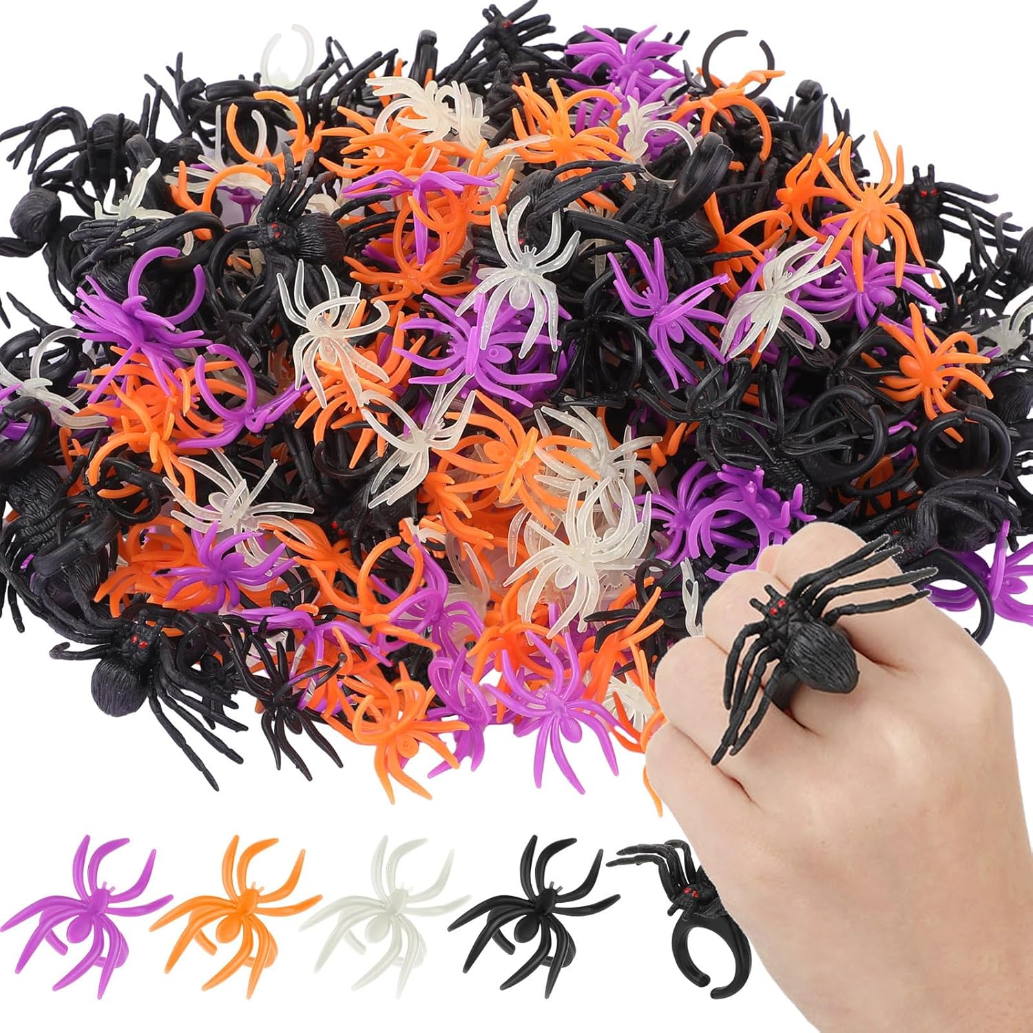 Amazon.com: Equsion 248 Pcs Halloween Spider Rings Bulk for Party ...