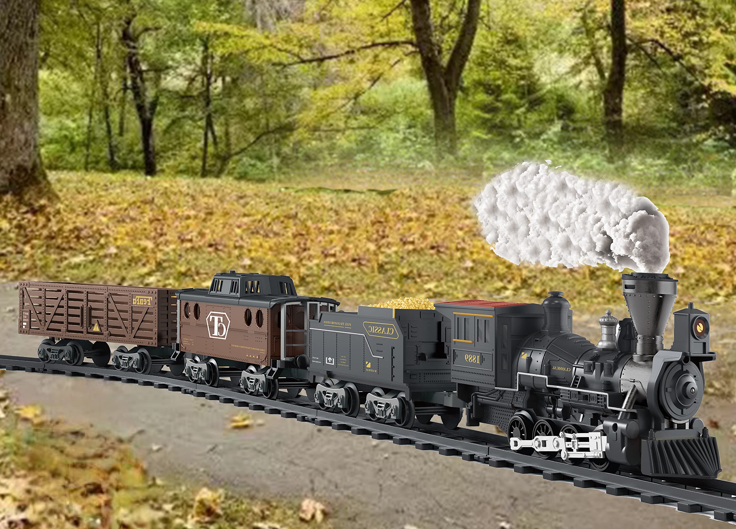 OLIUGEI Electric Train Set Steam Train Toys for Boys with Remote ...