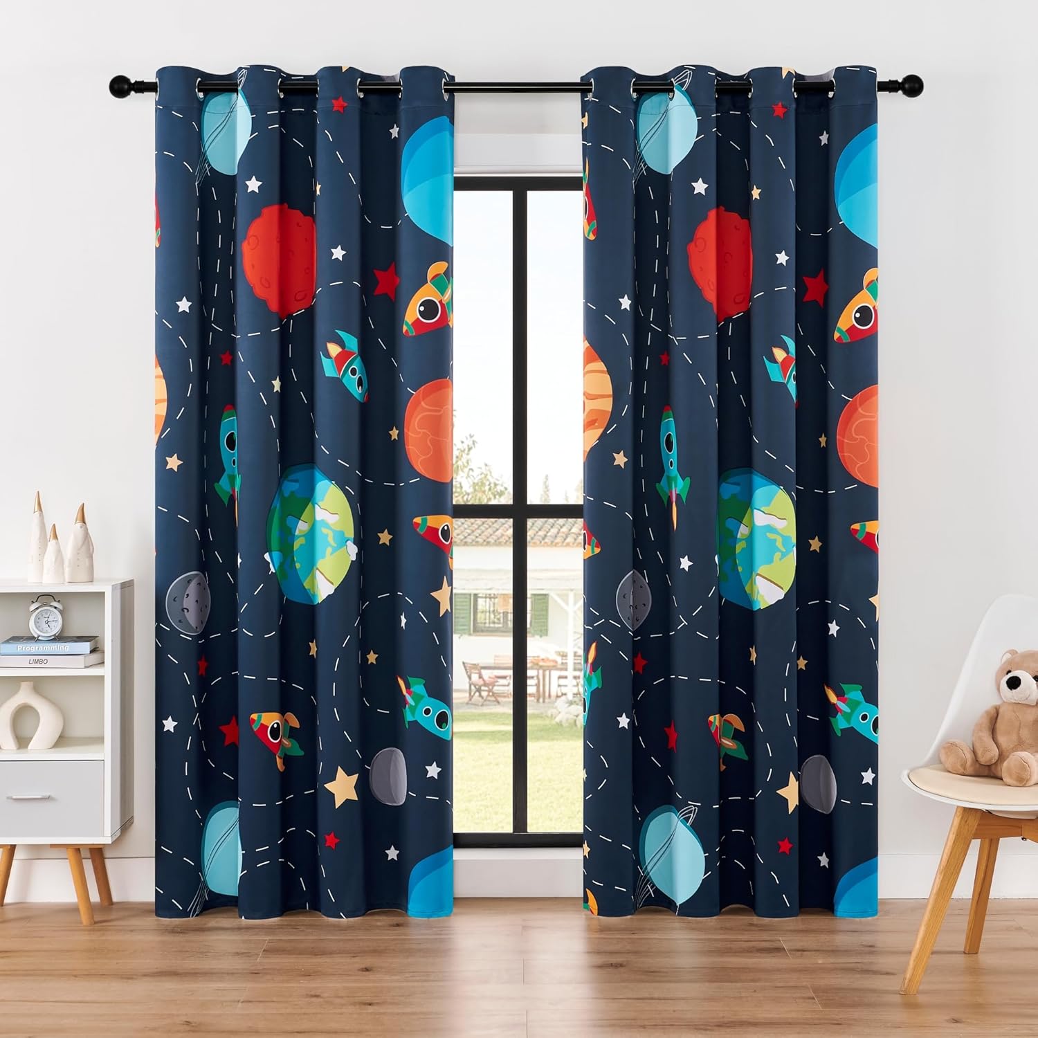 Amazon.com: BOHOMOCASA Kids Space Themed Blackout Curtains - 100% ...