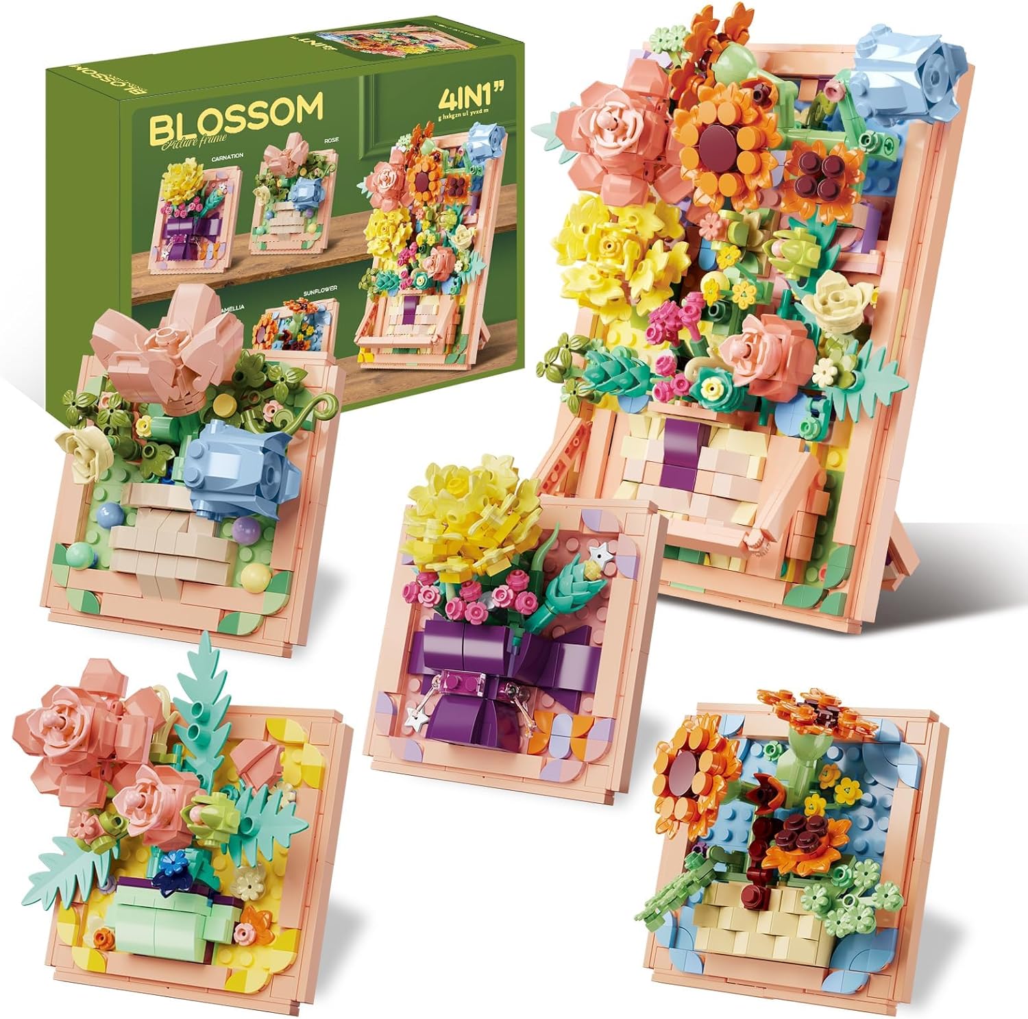 Amazon.com: Flowers Building Set for Women - Lego-Compatible 4 in 1 3D ...