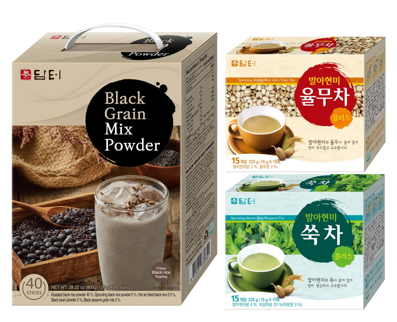 Buy Damtuh Korean Black Grain Mix Powder 40 Sticks + Sprouting Brown ...