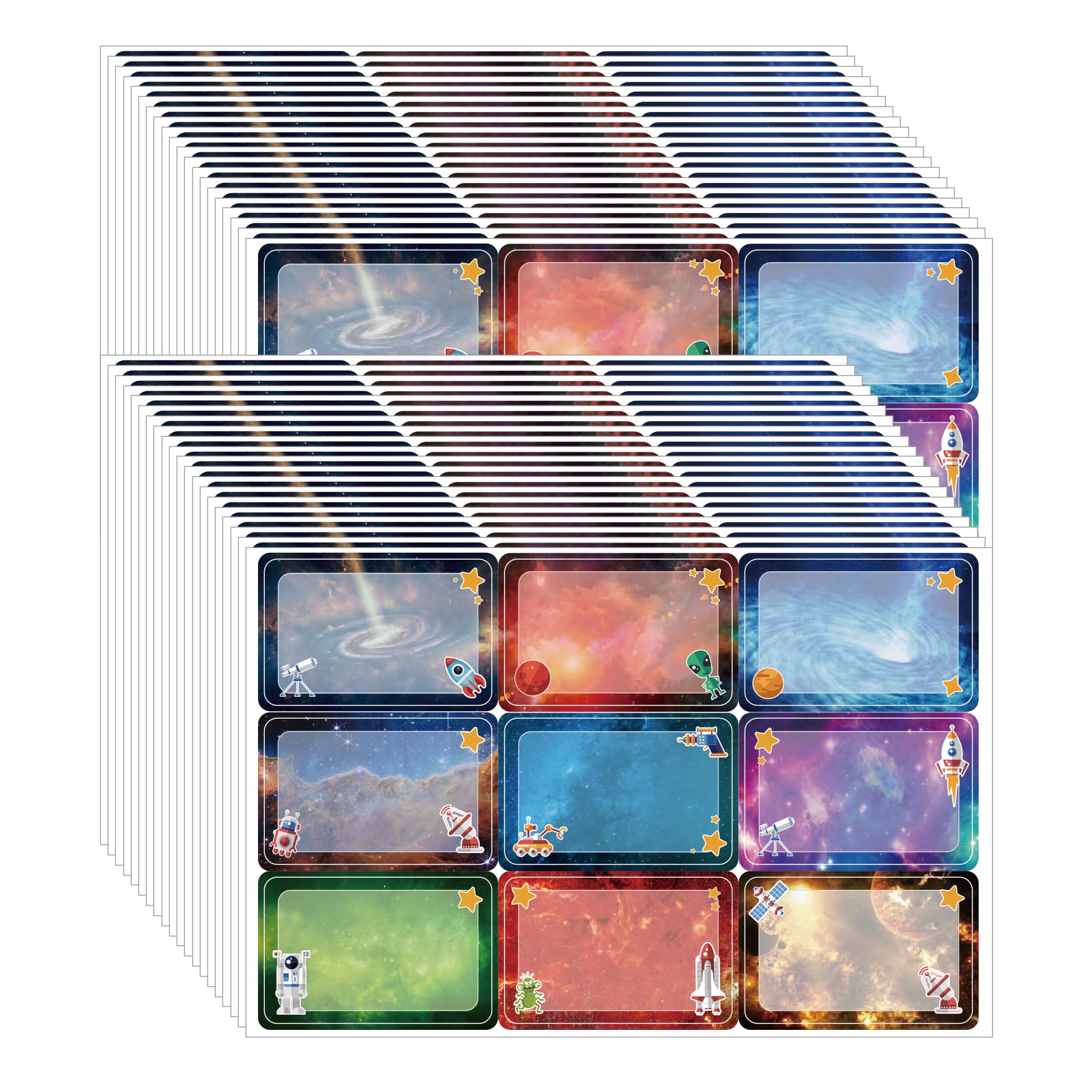 Amazon.com : 360 Pcs Name Tag Stickers, Large Size Space-Themed Name ...
