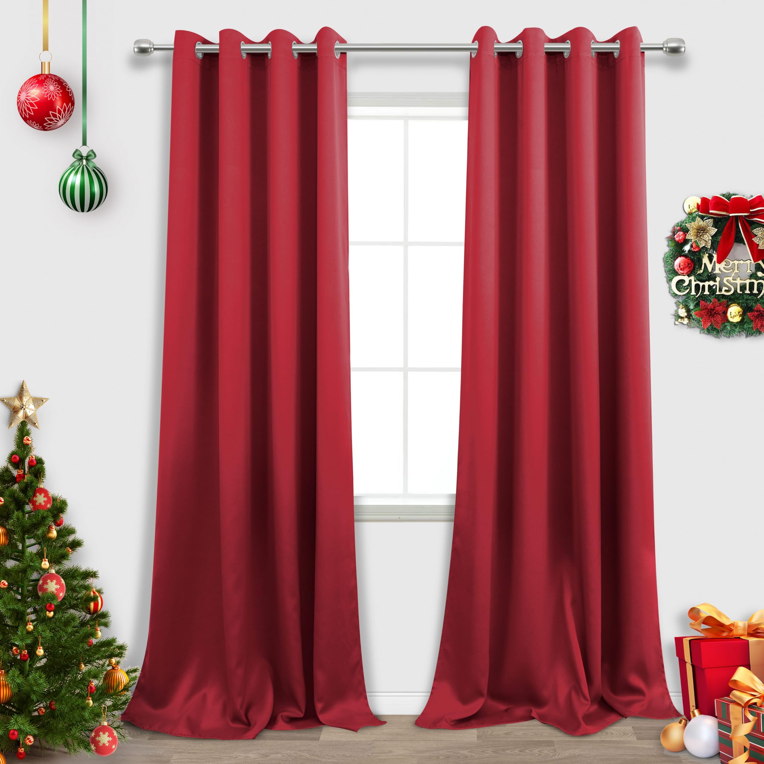 Amazon.com: Red Curtains for Living Room,Thermal Extra Long 108 Inches ...
