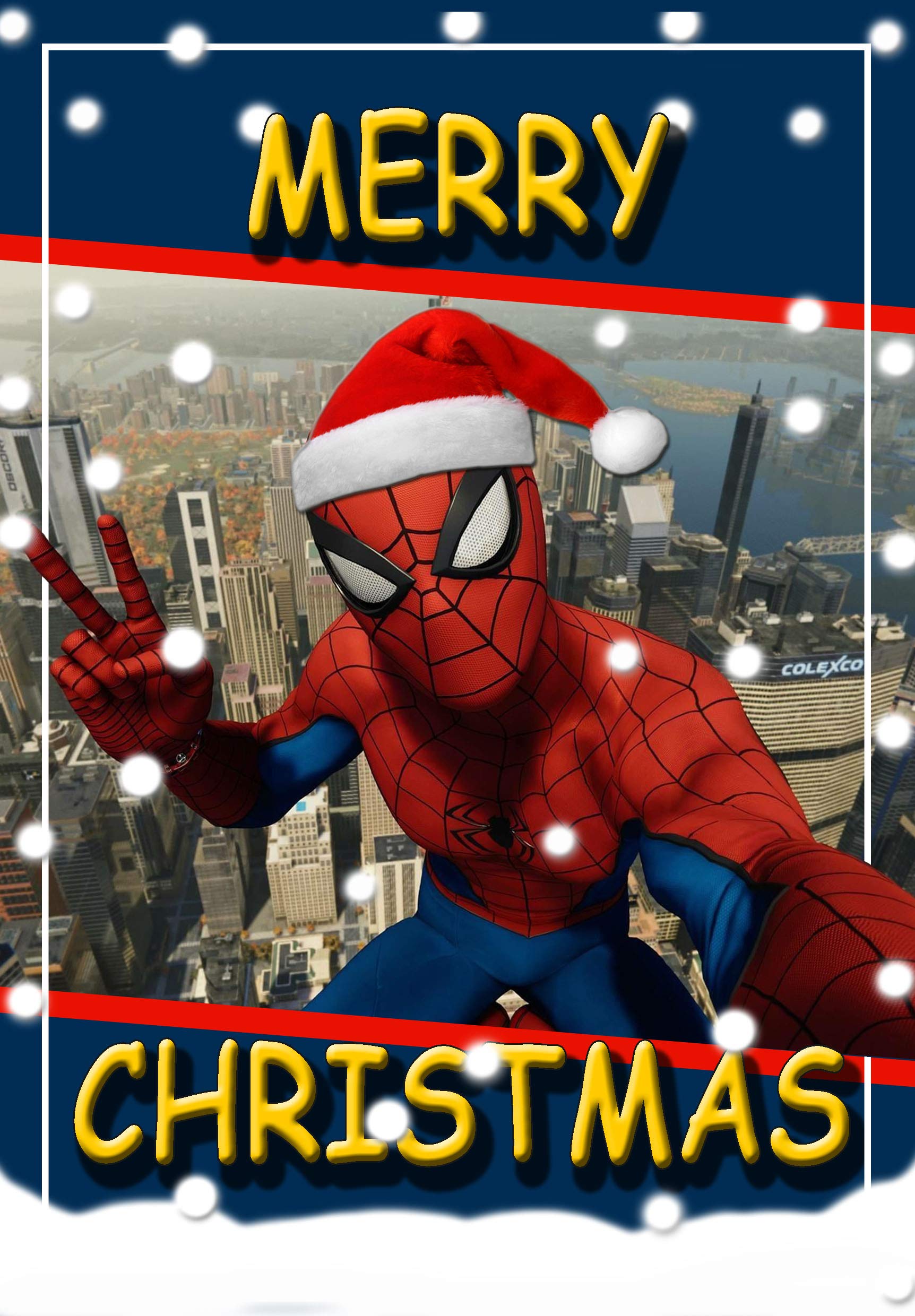 Spiderman Christmas Card - Optional PERSONALISED EXTRA LARGE 77MM BADGE ...