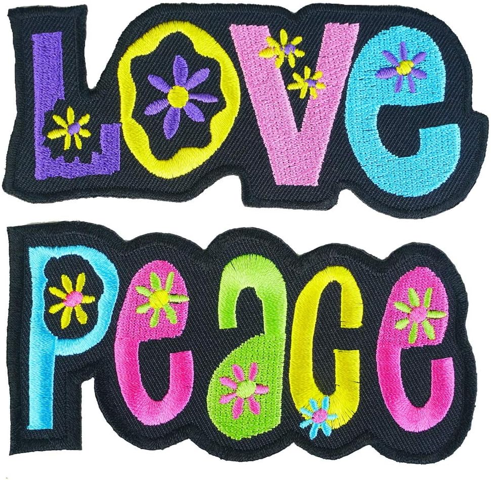 Amazon.com: Graphic Dust Peace Love Enjoy Easy Embroidered Iron On ...