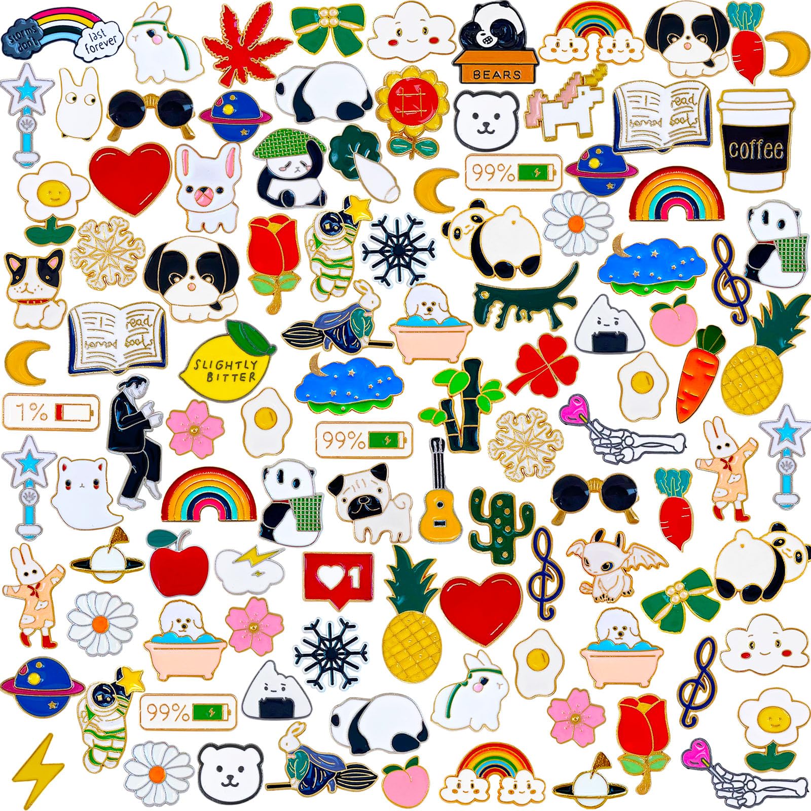 Amazon.com: 50 Pcs Mixed Enamel Pins Set,Cute Brooches Pins Jewelry ...