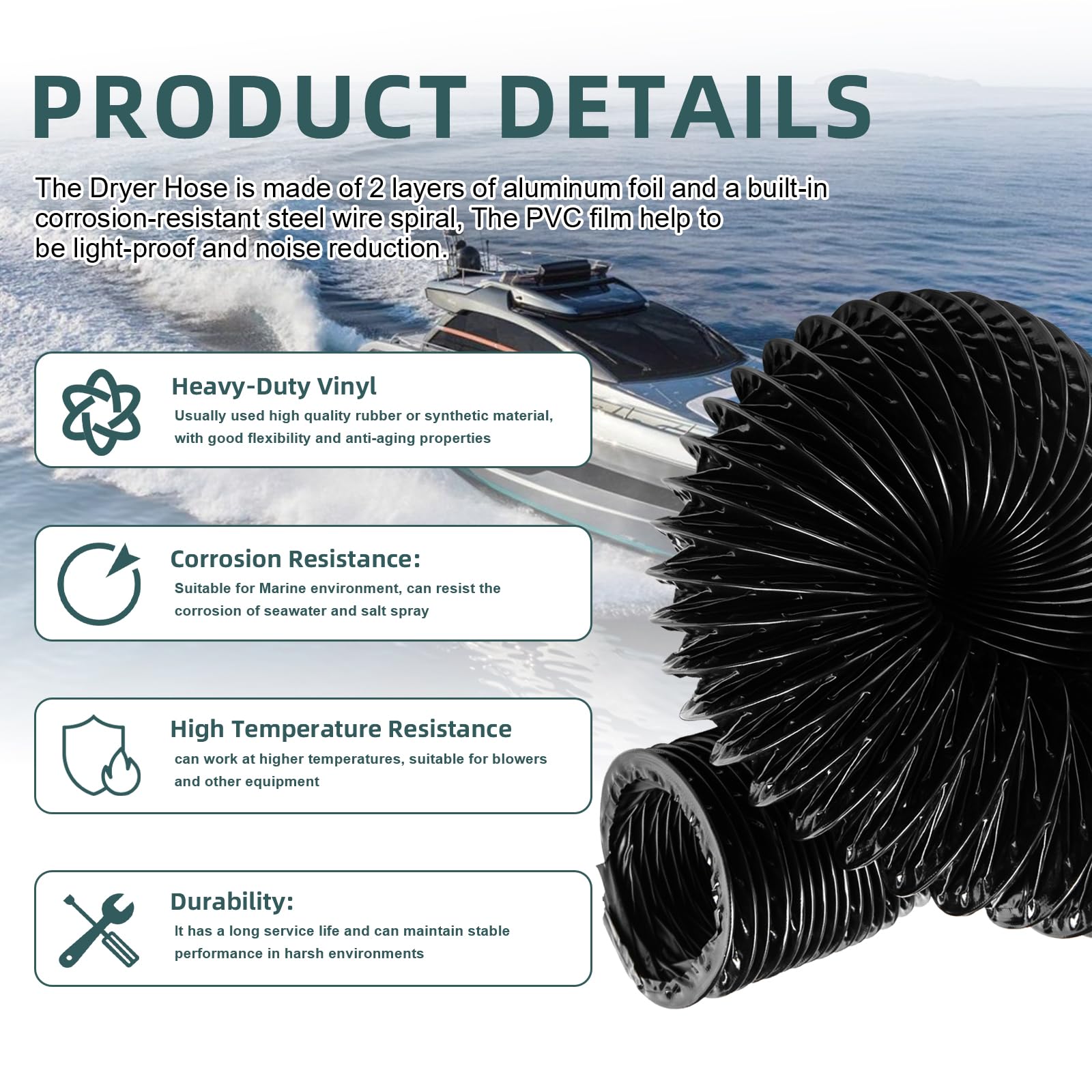 Snapklik.com : 3" Marine Blower Hose Replacement For Boat Vent Bilge ...