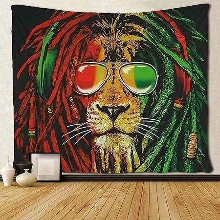 Amazon.com: SARA NELL Wall Hanging Tapestry Reggae Rasta One Love Green ...