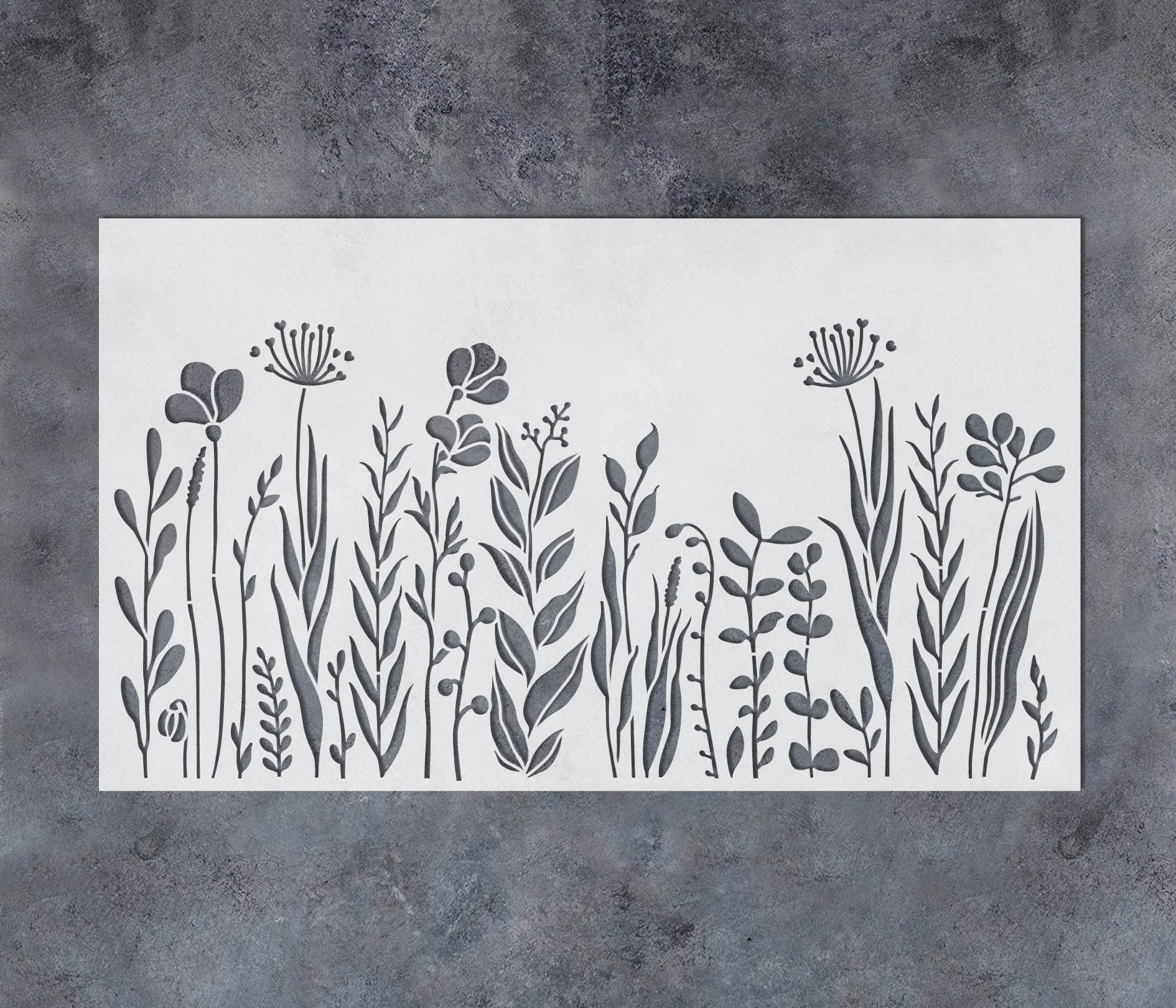 Amazon.com : GSS Designs Wildflower Stencil for Painting on Wall Wood ...
