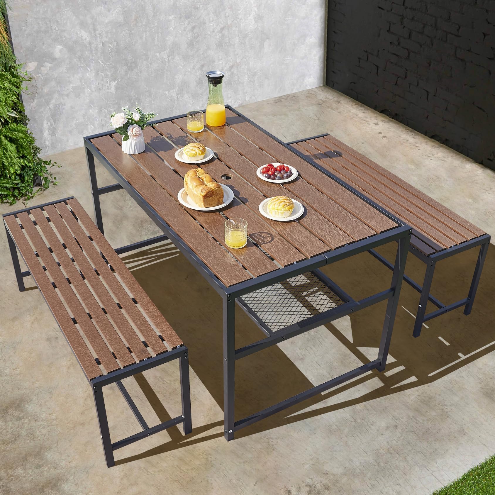 Amazon.com : Giantex Picnic Table Bench Set for 6 or 4 Persons, 6FT ...