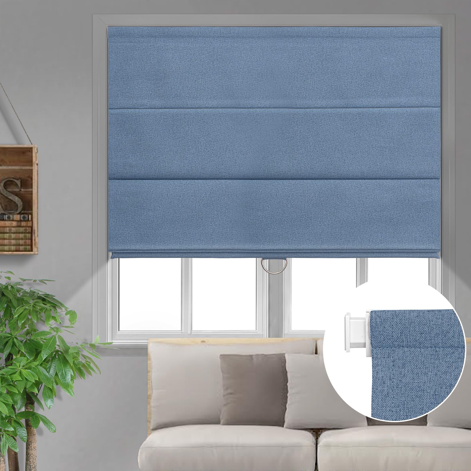 Amazon.com: MiLin No Drill Roman Shades for Windows - Cordless Roman ...