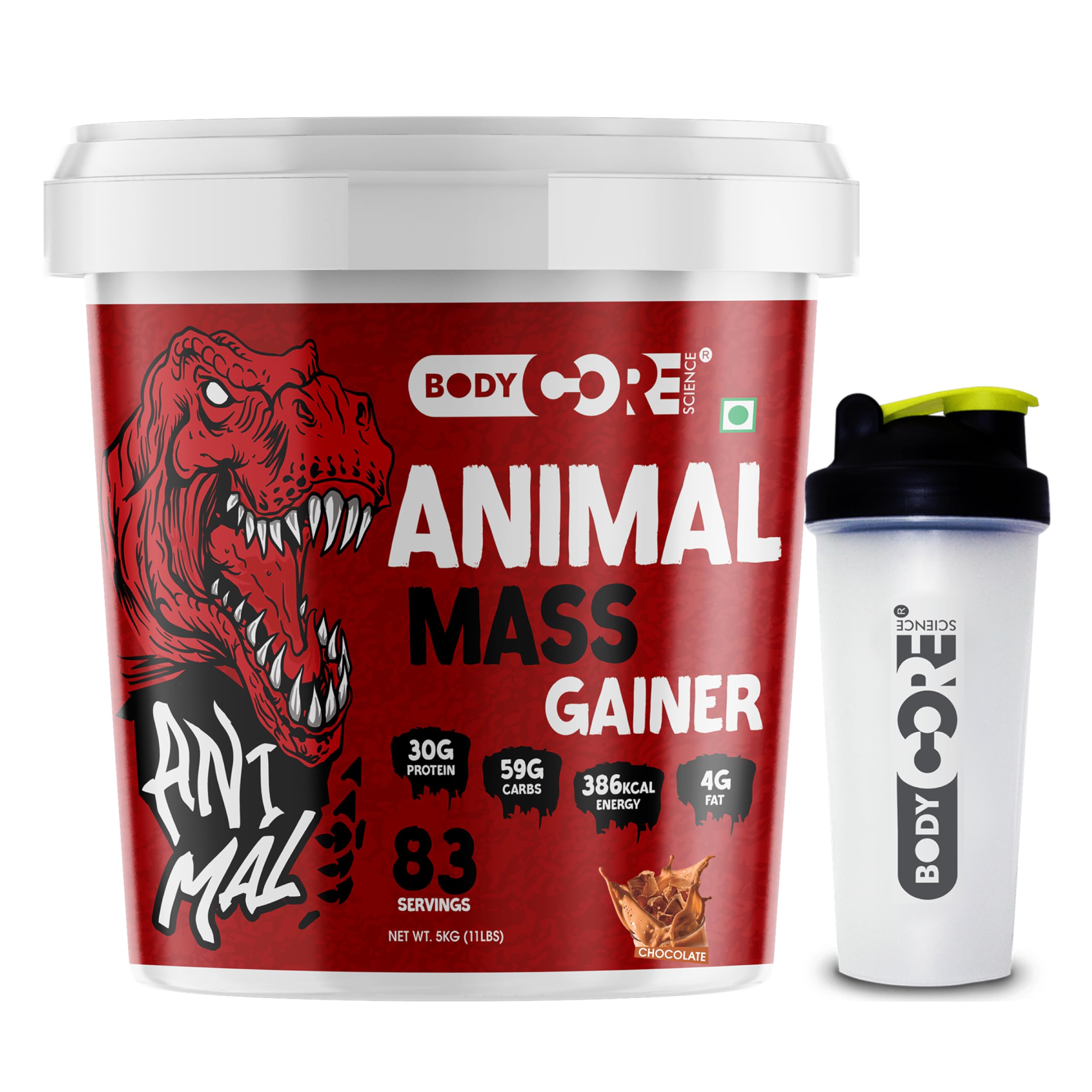 Body Core Science Animal Mass Gainer-5 Kg With Shaker | Weight Gainer ...