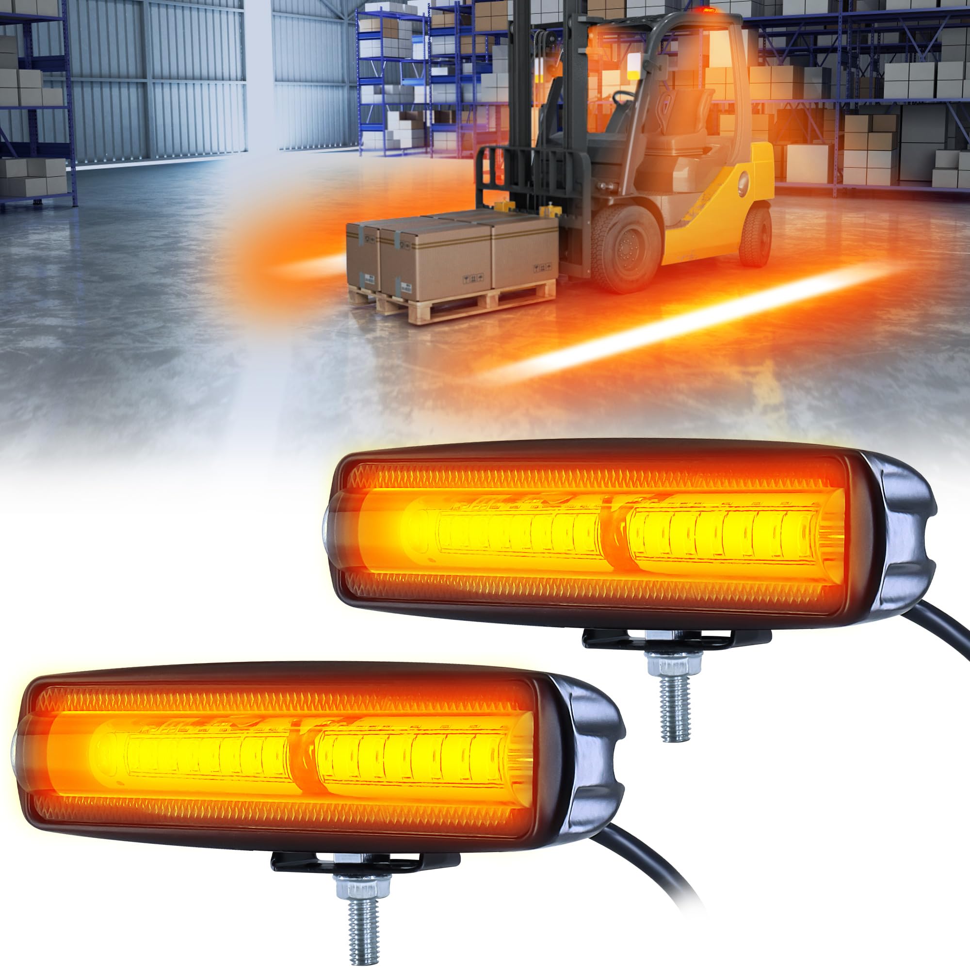 Amazon.com: eTzone 2-Pack 15 LEDs 30W Amber LED Forklift Safety Lights ...