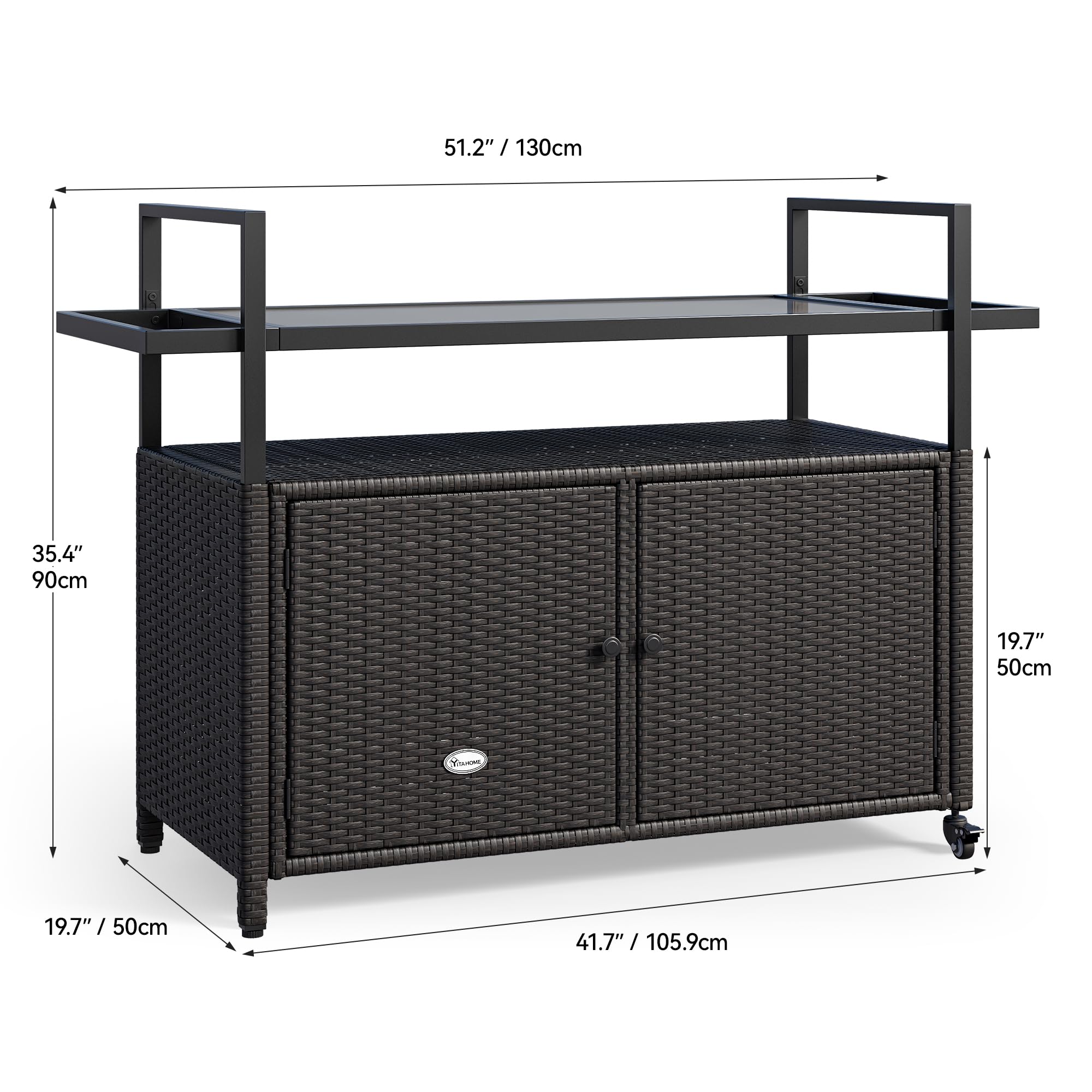 Snapklik.com : YITAHOME Large Portable Outdoor Wicker Bar Table