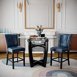 Amazon.com - PADMA HOUSE Round Glass Pub Dining Set for 2, 45in Modern ...