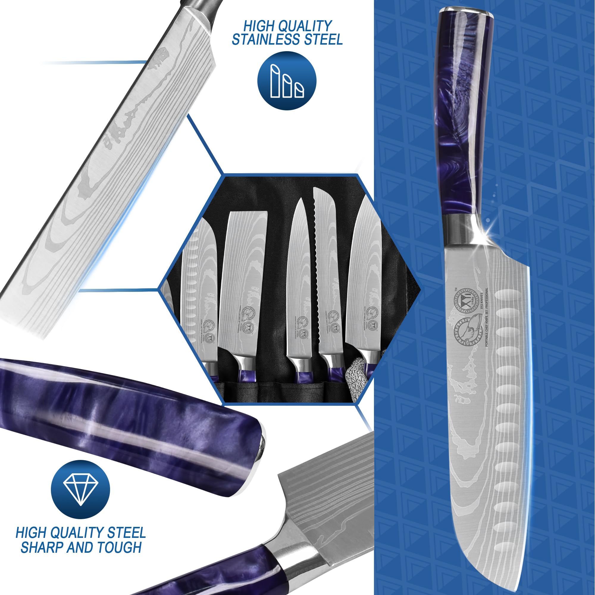 Snapklik.com : Authentic XYJ Since 1986,8-pieces Japanese Chef Knives Set