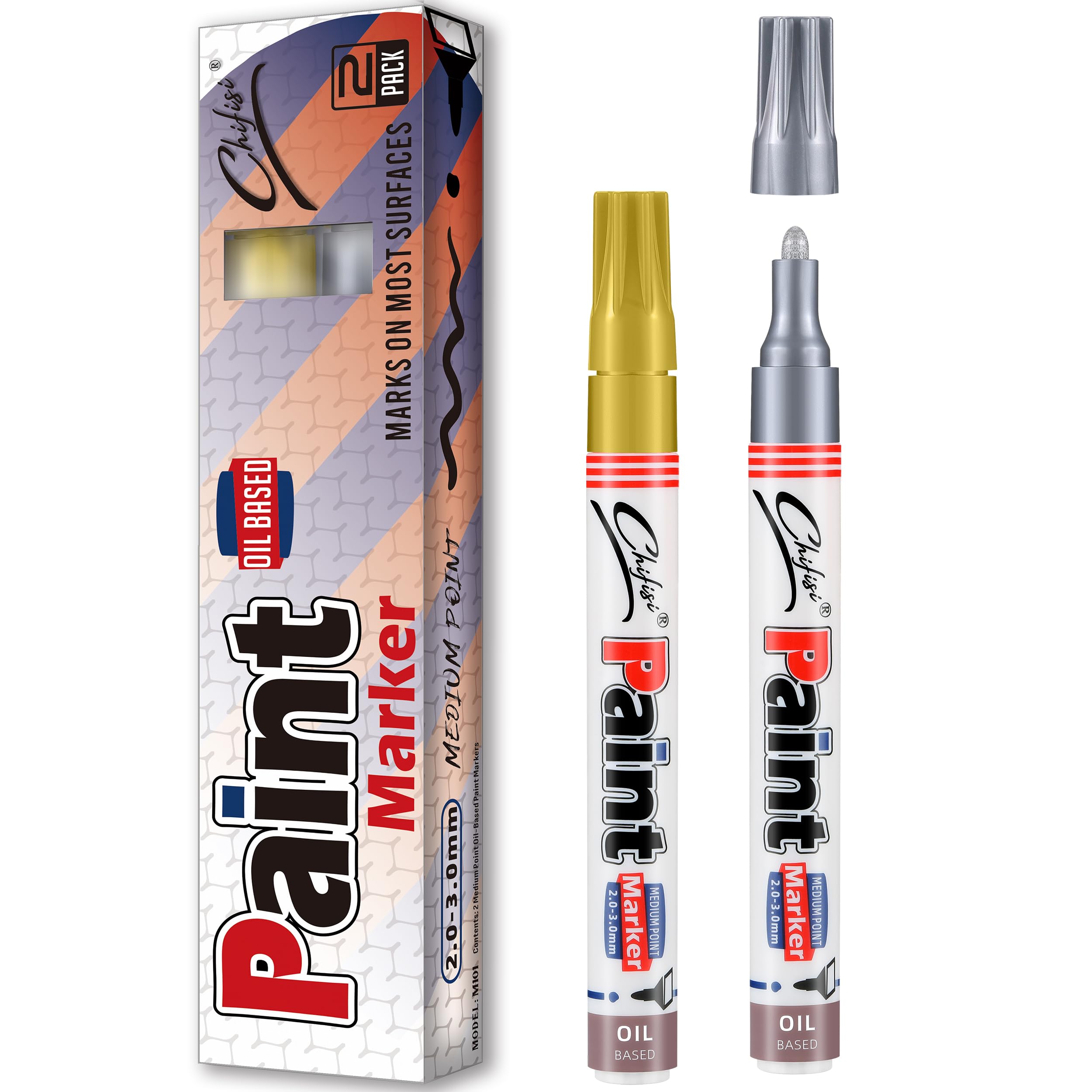 Amazon.com: Permanent Paint Pens Gold and Silver Markers - 2 Pack Oil ...