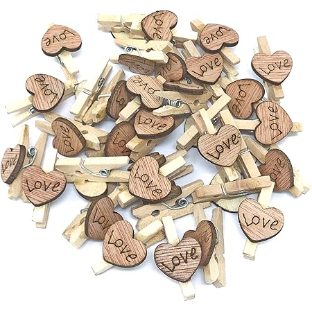 25mm Clothes Peg with 15mm Love Heart Craft For Shabby Chic Vintage ...