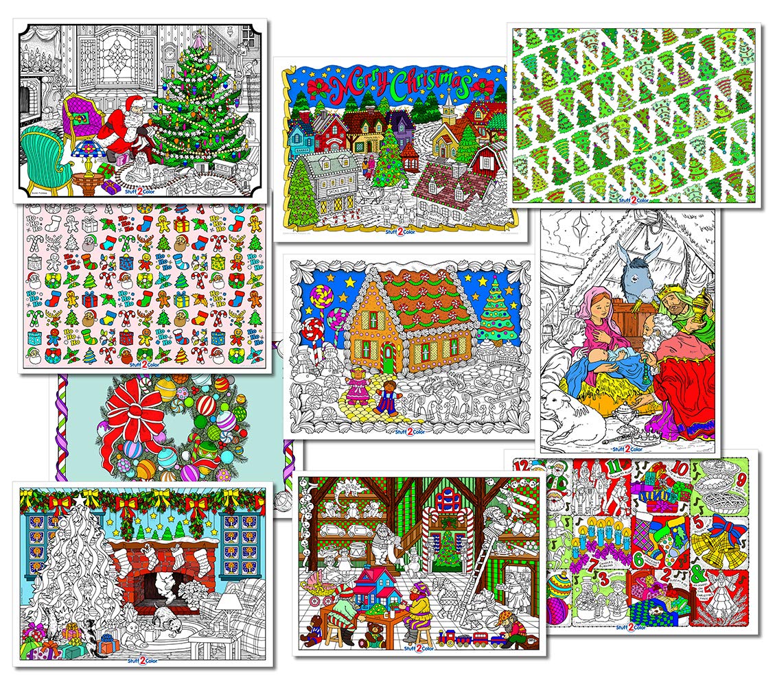 Amazon.com: Christmas Coloring Posters (10-Pack of Unique Designs ...