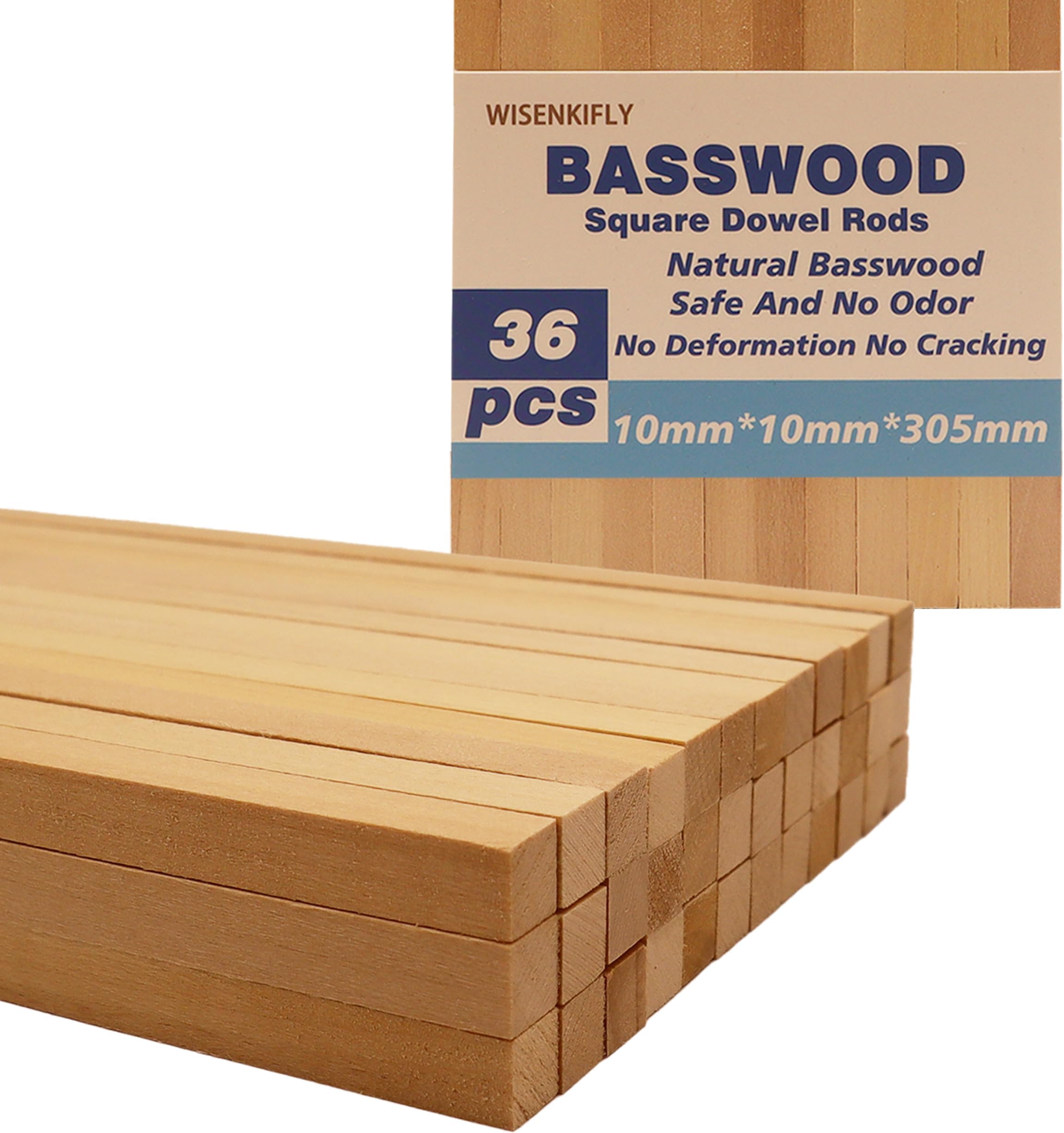 Amazon.com: 36PCS Basswood Square Dowel Rods, Wood Square Wooden Dowel ...