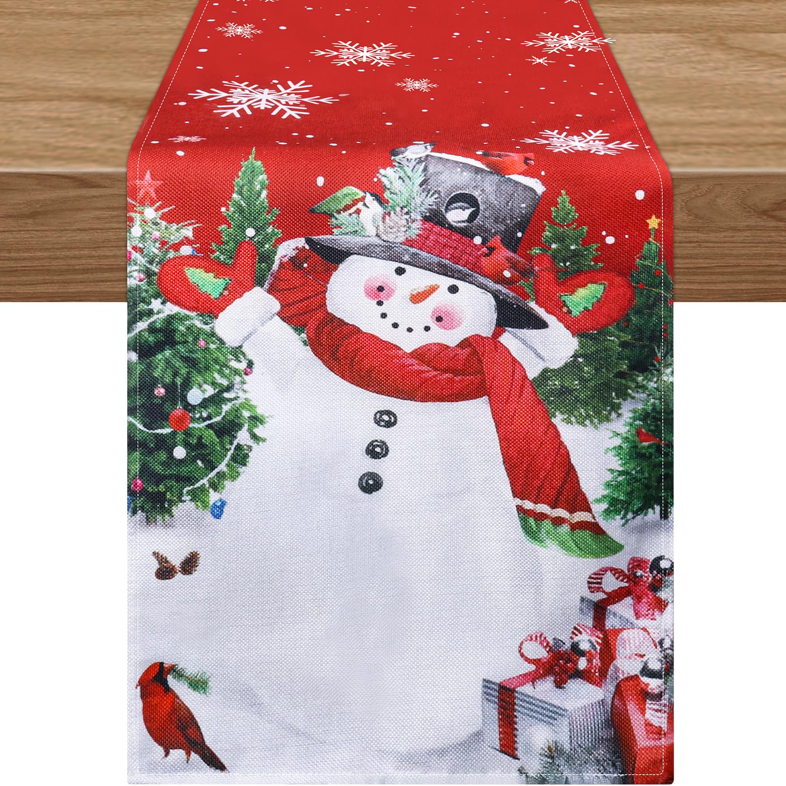 Amazon.com: Eaezerav Snowman Table Runner Christmas Table Runners Red ...