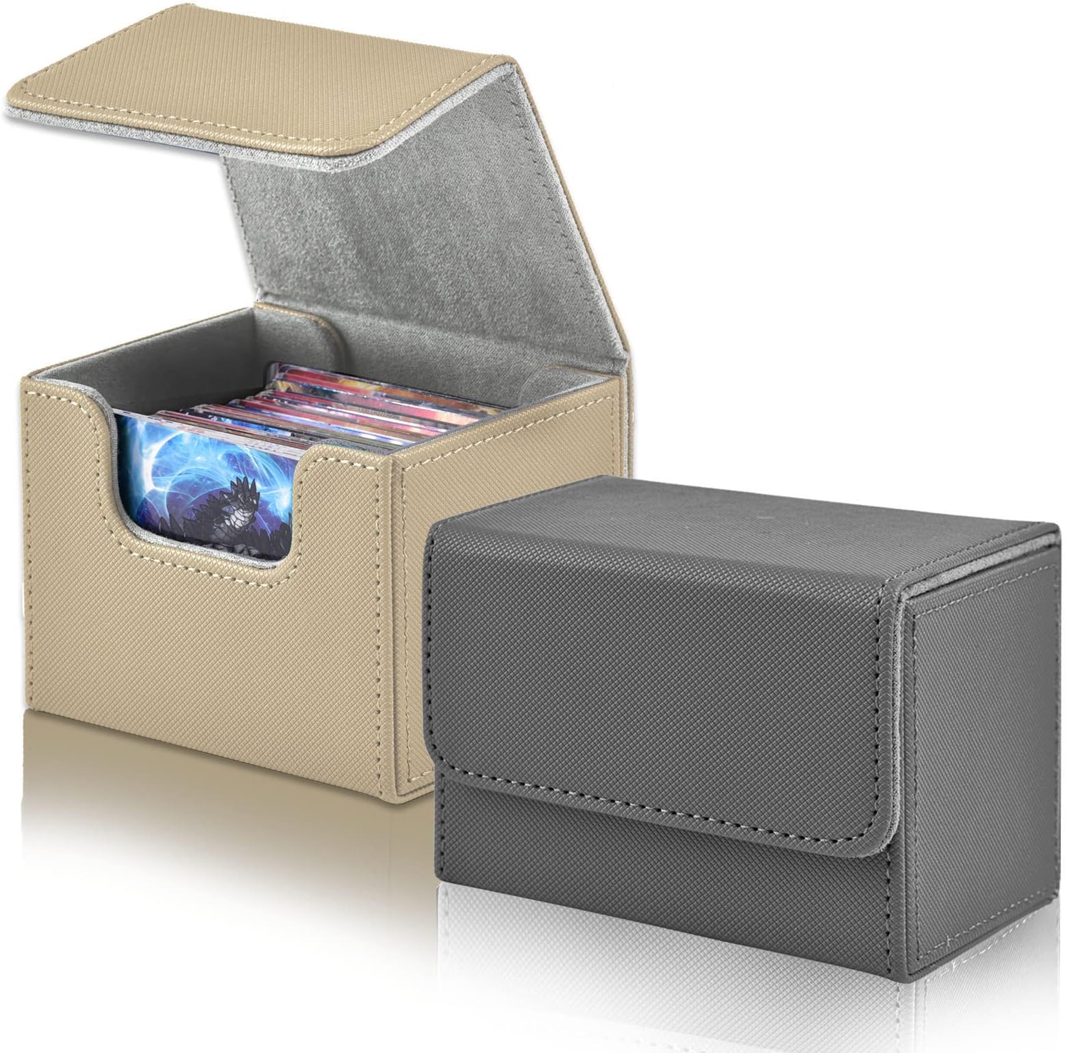 Amazon.com: FCSELFLESS 2 Boxes Leather Card Deck Box with 2 Dividers ...