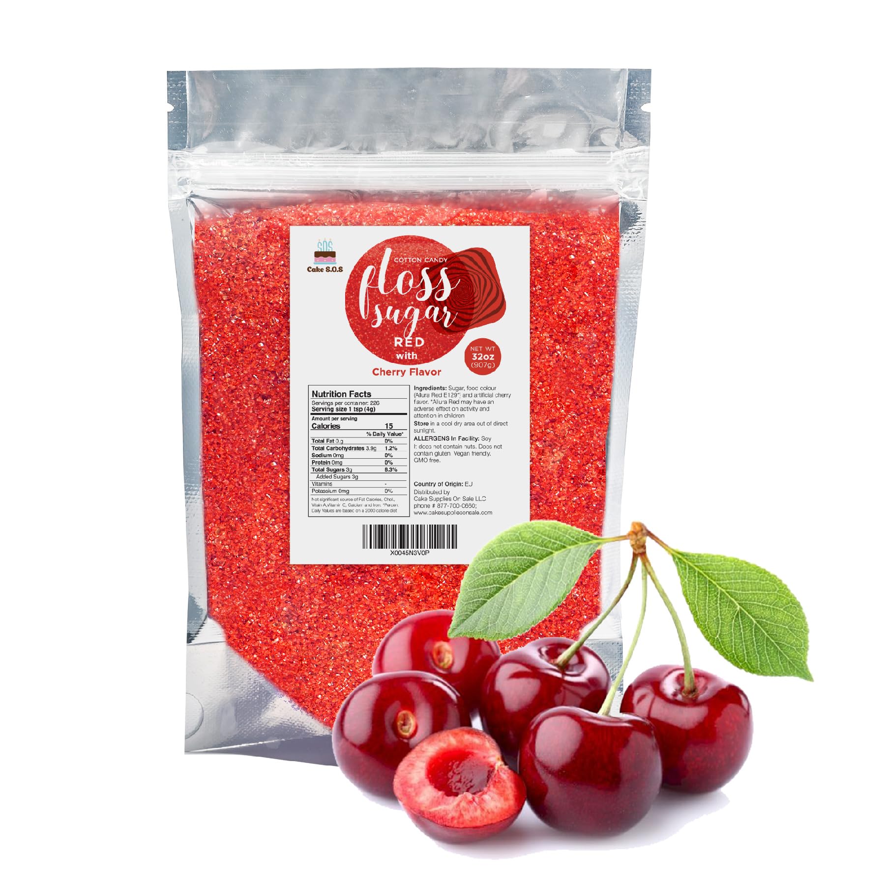 Amazon.com: Cherry Cotton Candy Floss Sugar 32 Oz. (1-Pack) : Home ...